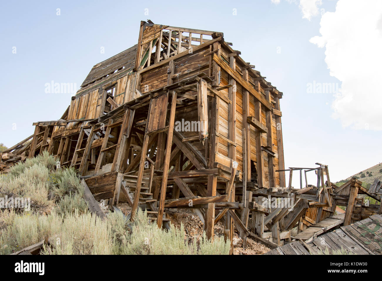 Wooden structure in Masonic-Chemung mine Stock Photo - Alamy