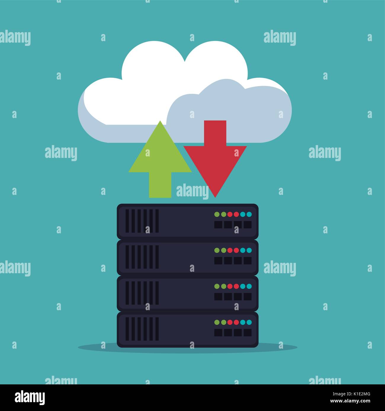 color background of server box with cloud storage Stock Vector Image ...