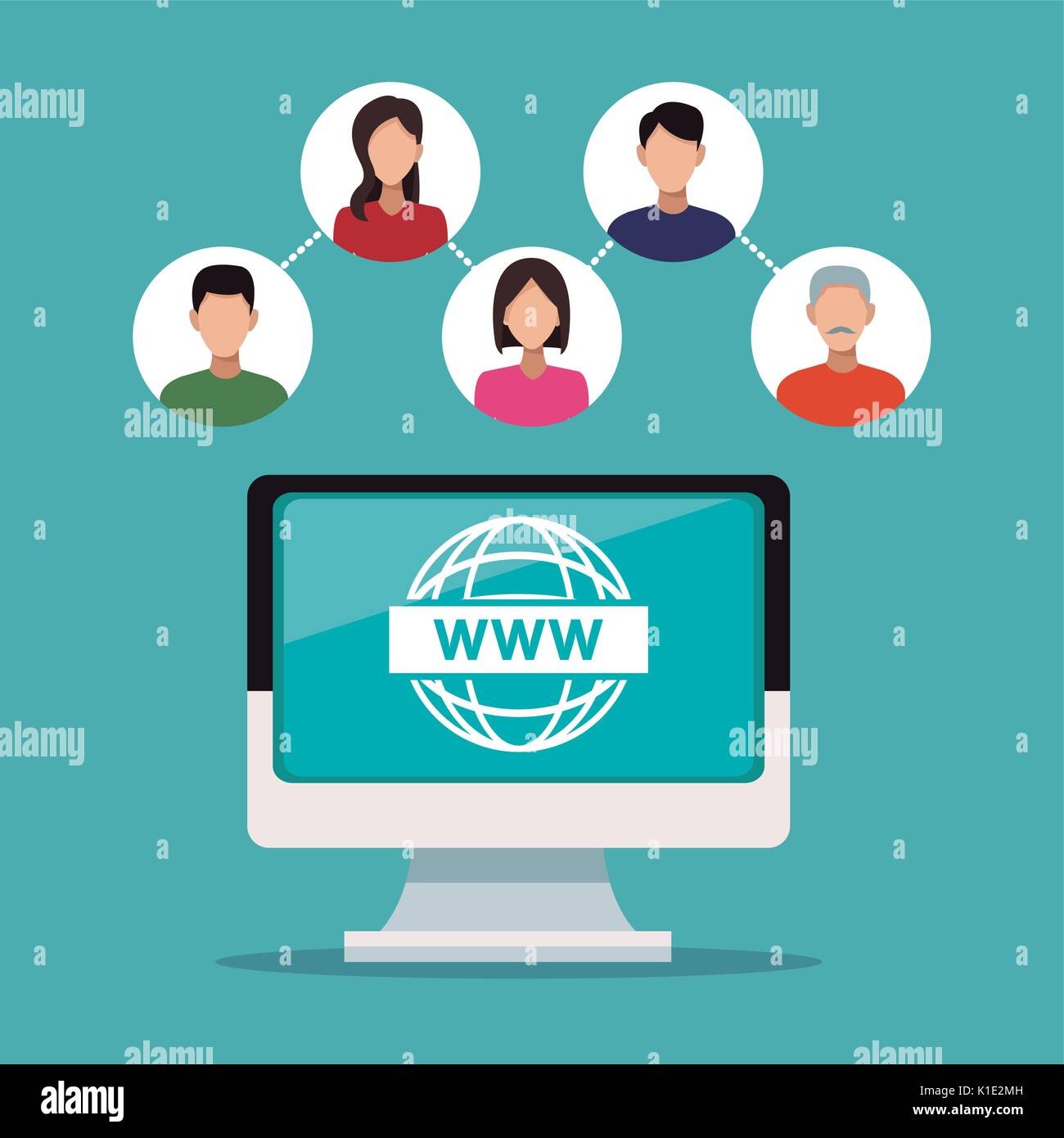 color background of display computer with connecting social people ...