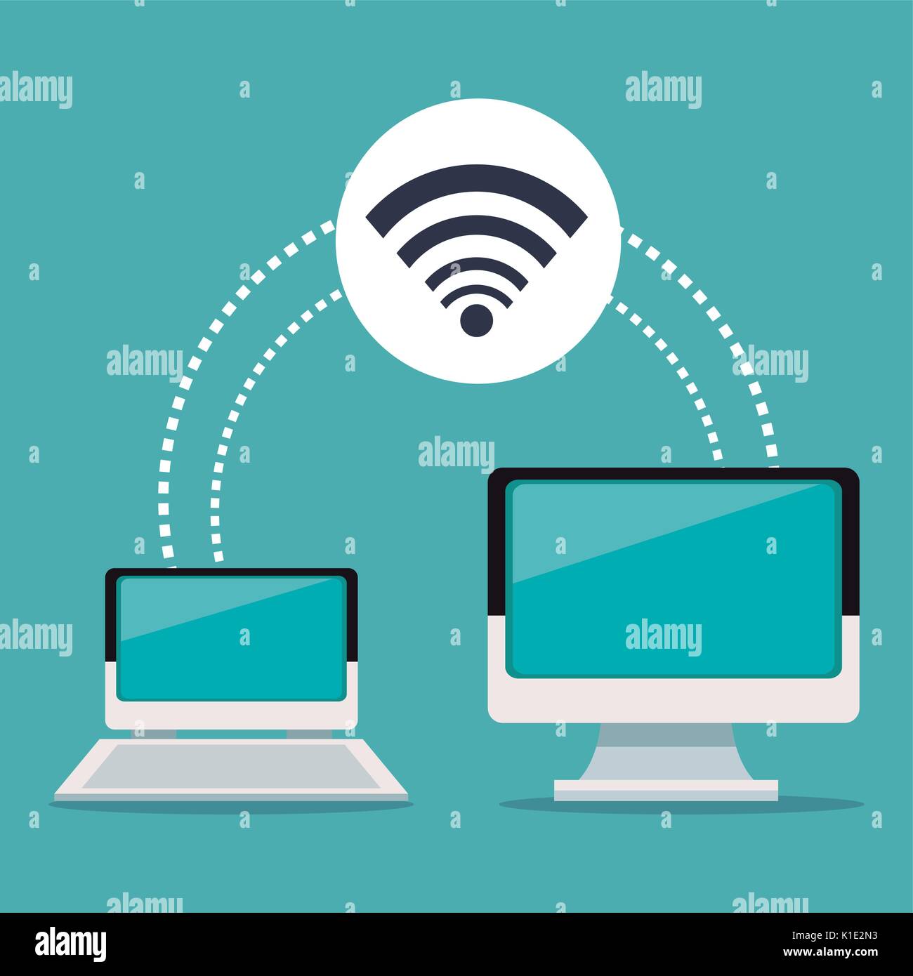 color background of laptop and display computer wireless connection ...
