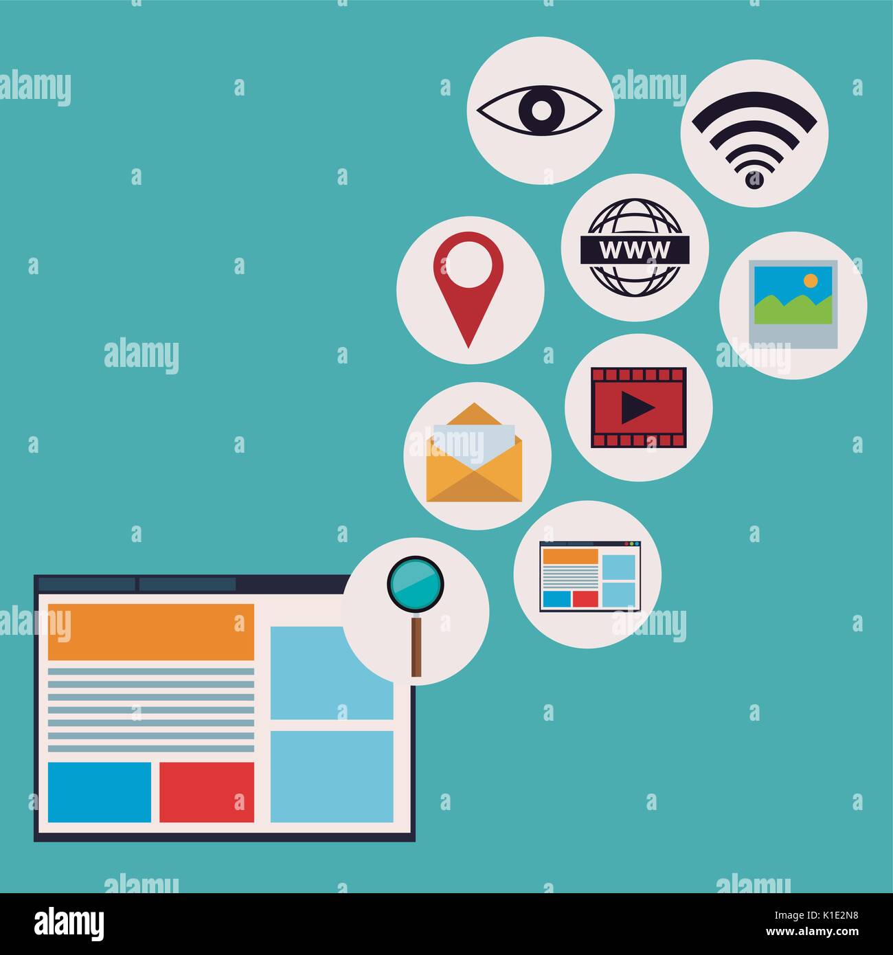 color background of program window with icons elements technology ...