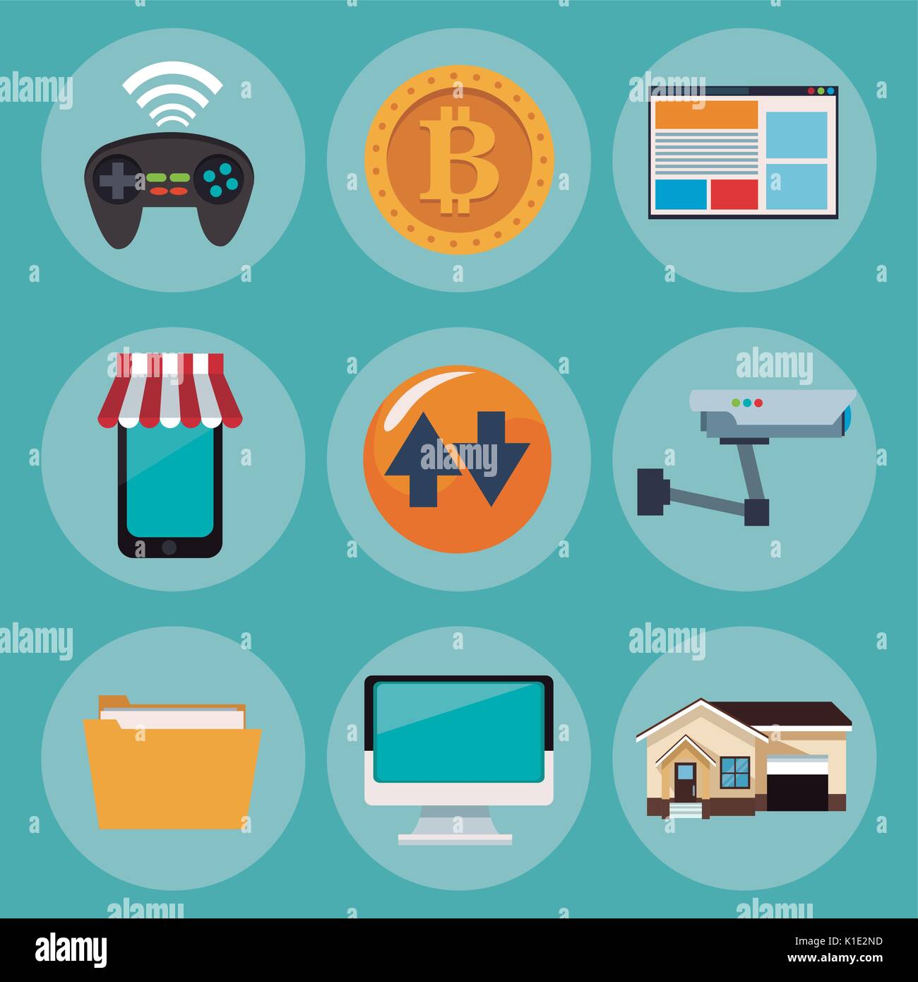 color background of set icons elements technology wireless Stock Vector ...