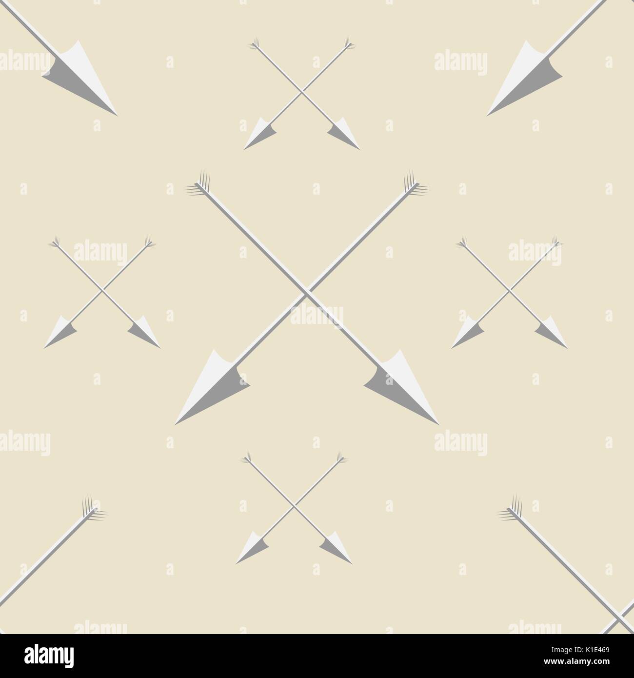 Silver arrows seamless pattern.Beige background.Vector illustration ...