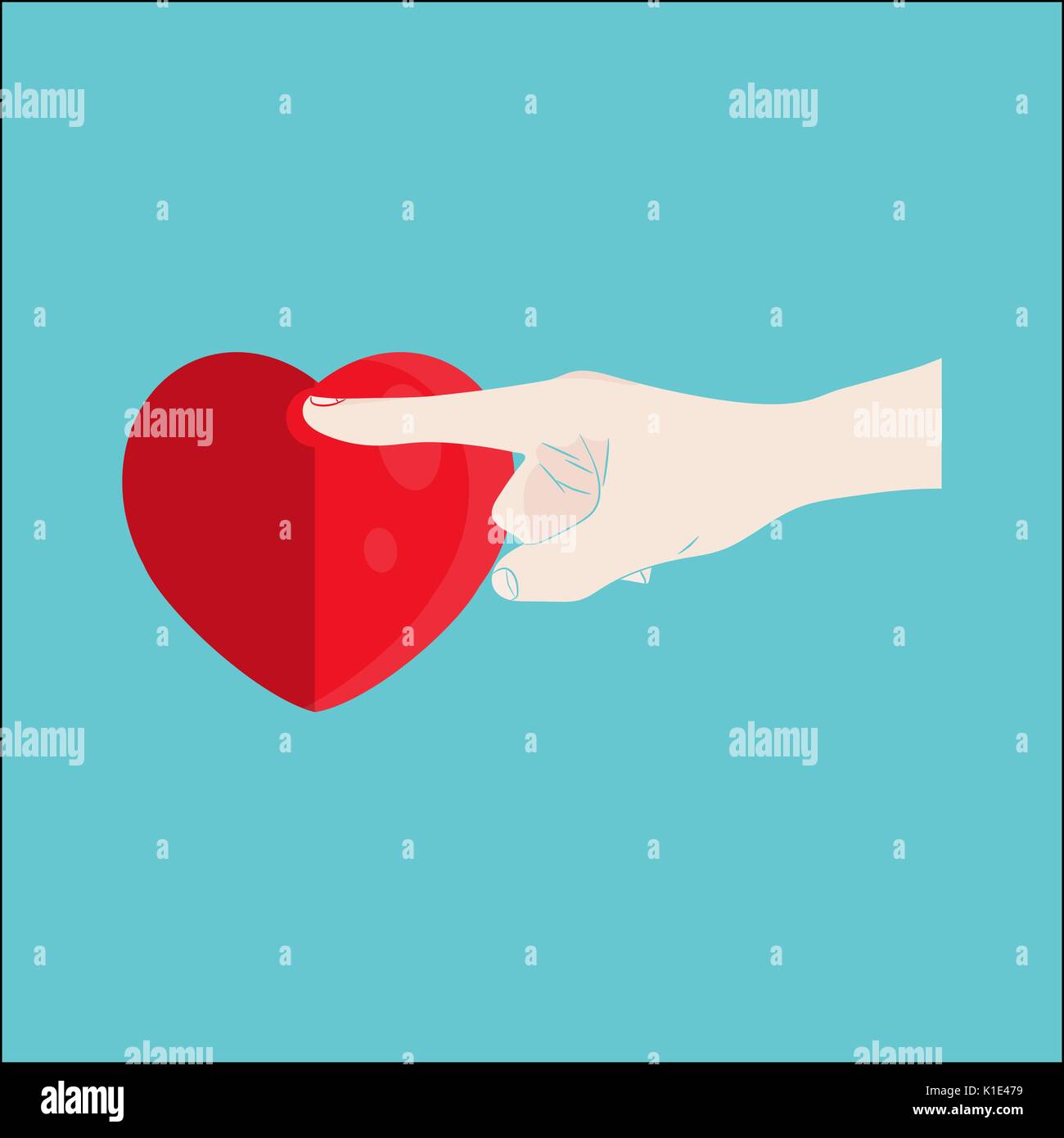 Heart with pointing hand.Flat vector Stock Vector Image & Art - Alamy