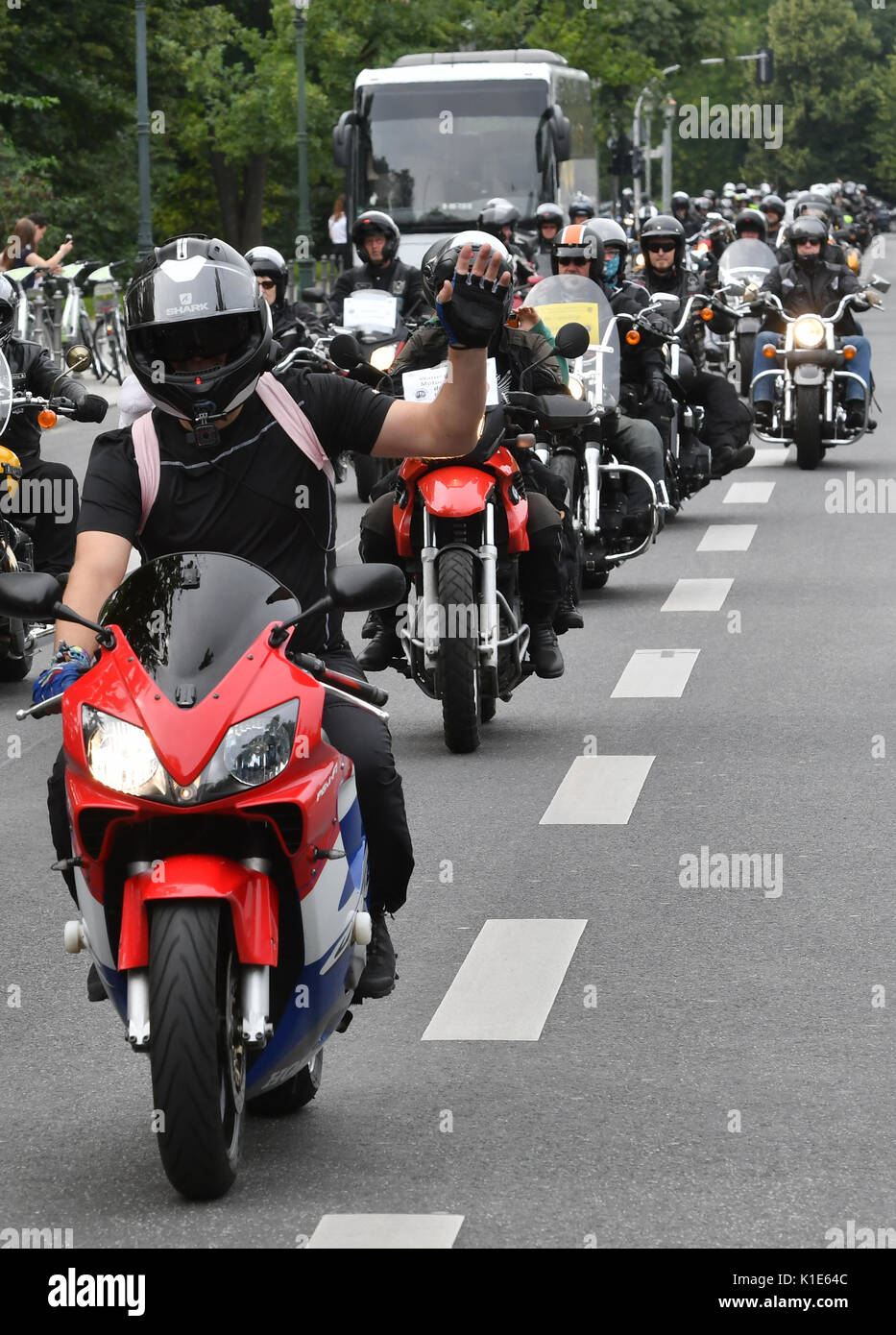 The participants of the 12th Rally ('Sternfahrt') of the Biker Union ...