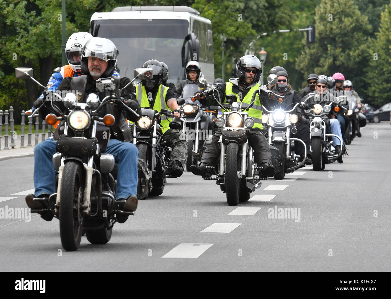 The participants of the 12th Rally ('Sternfahrt') of the Biker Union ...