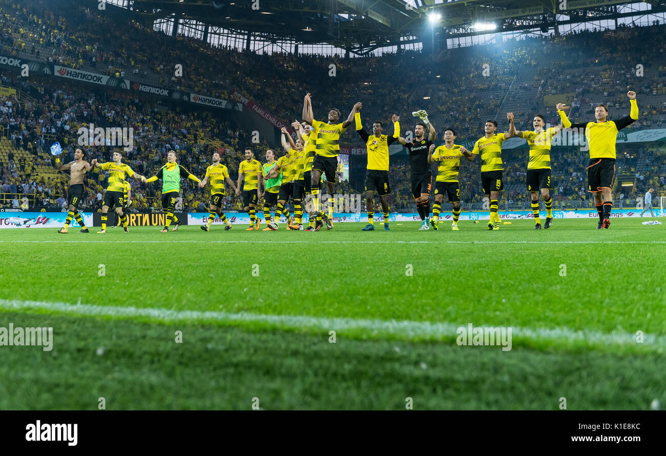 Dortmund, Germany. 26th Aug, 2017. Dortmund's team celebrates with the ...