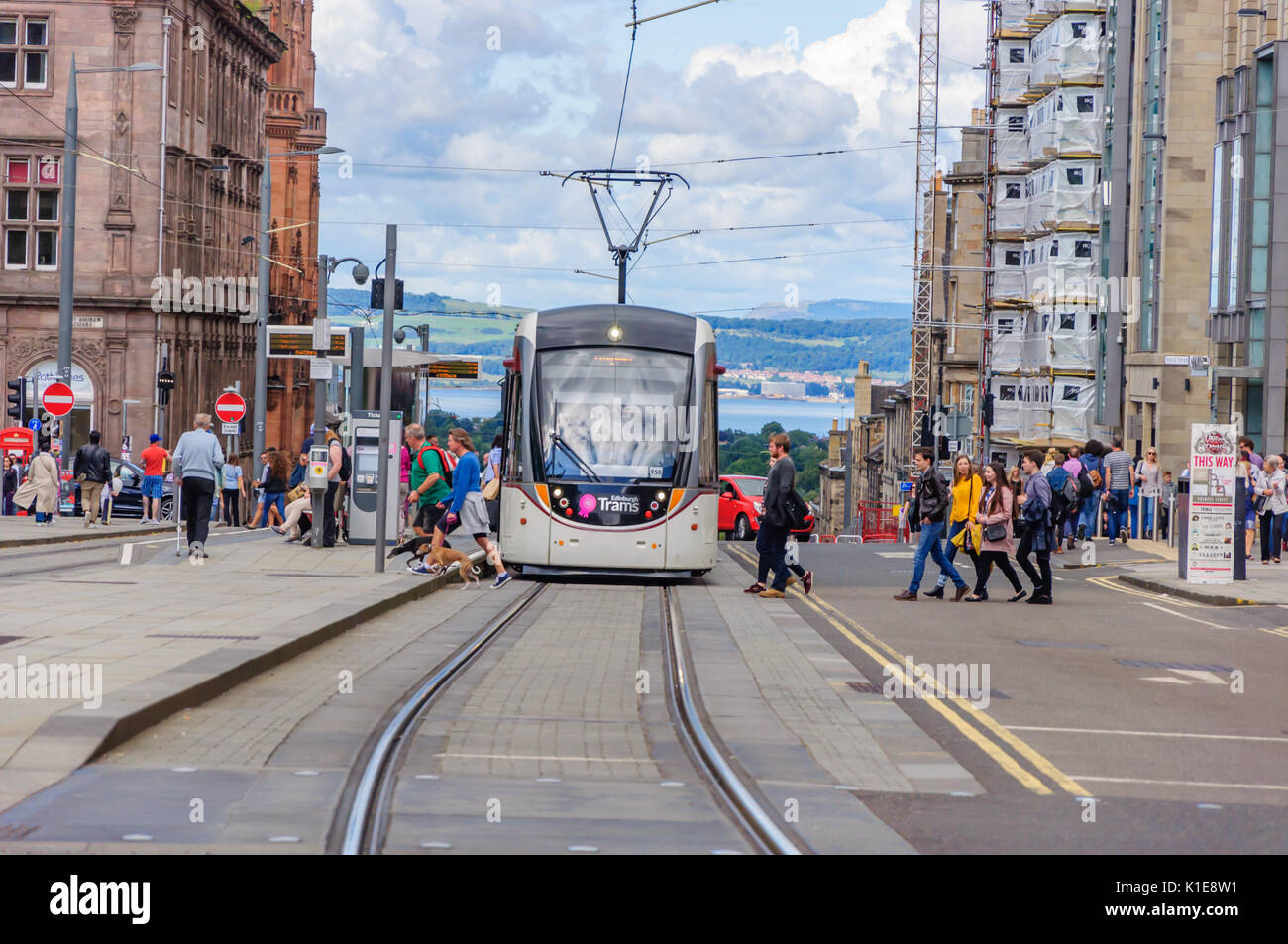 Edinburgh, Scotland, UK. 26th August, 2017. A passenger tram leaving ...