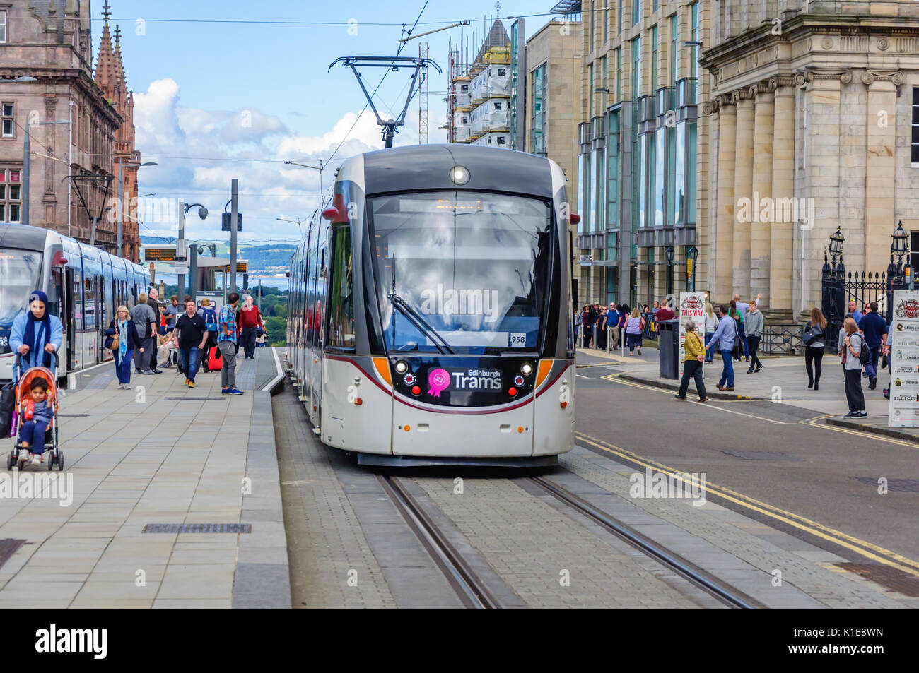 Edinburgh, Scotland, UK. 26th August, 2017. A passenger tram leaving ...