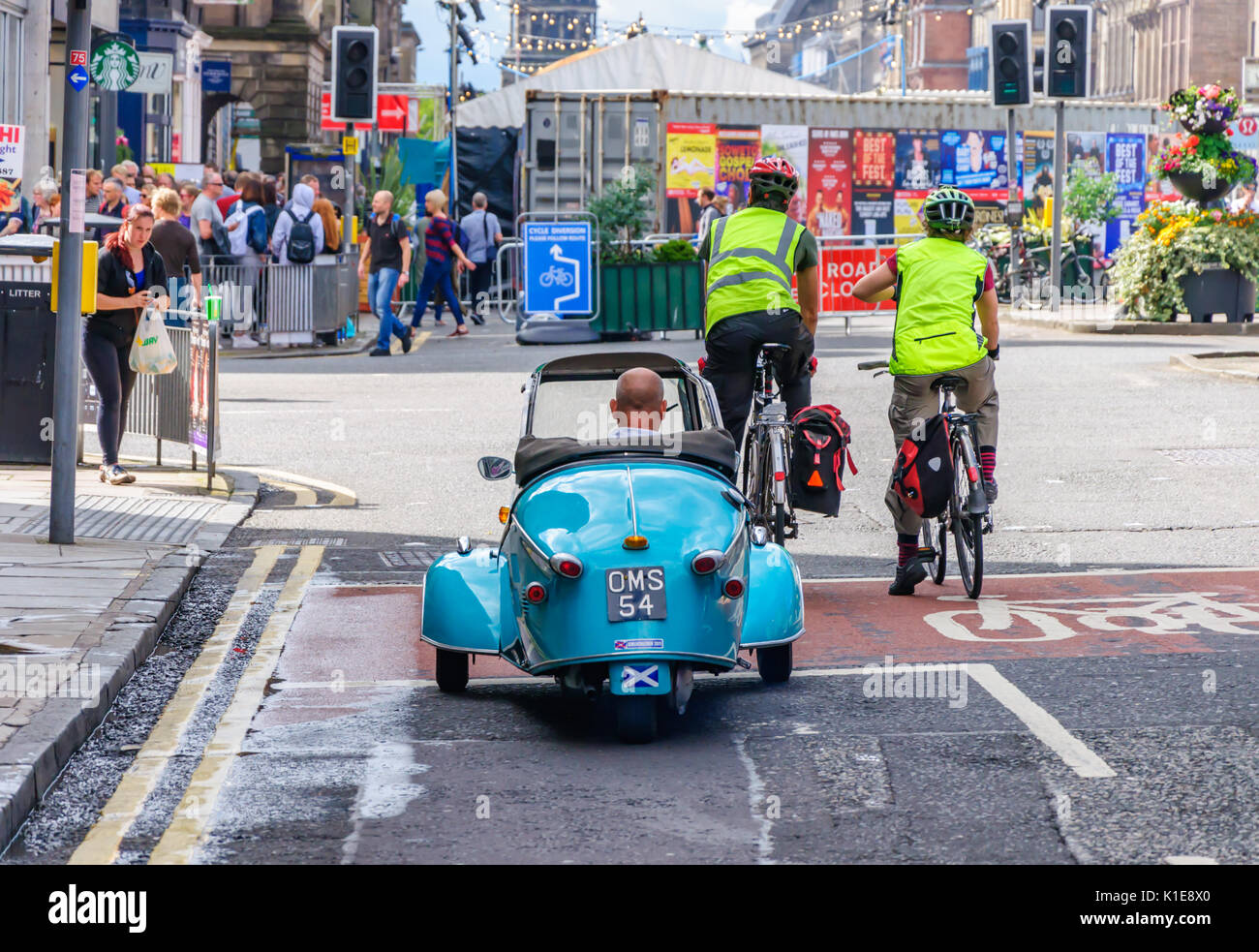 Edinburgh, Scotland, UK. 26th August, 2017. Blue messerschmitt three ...