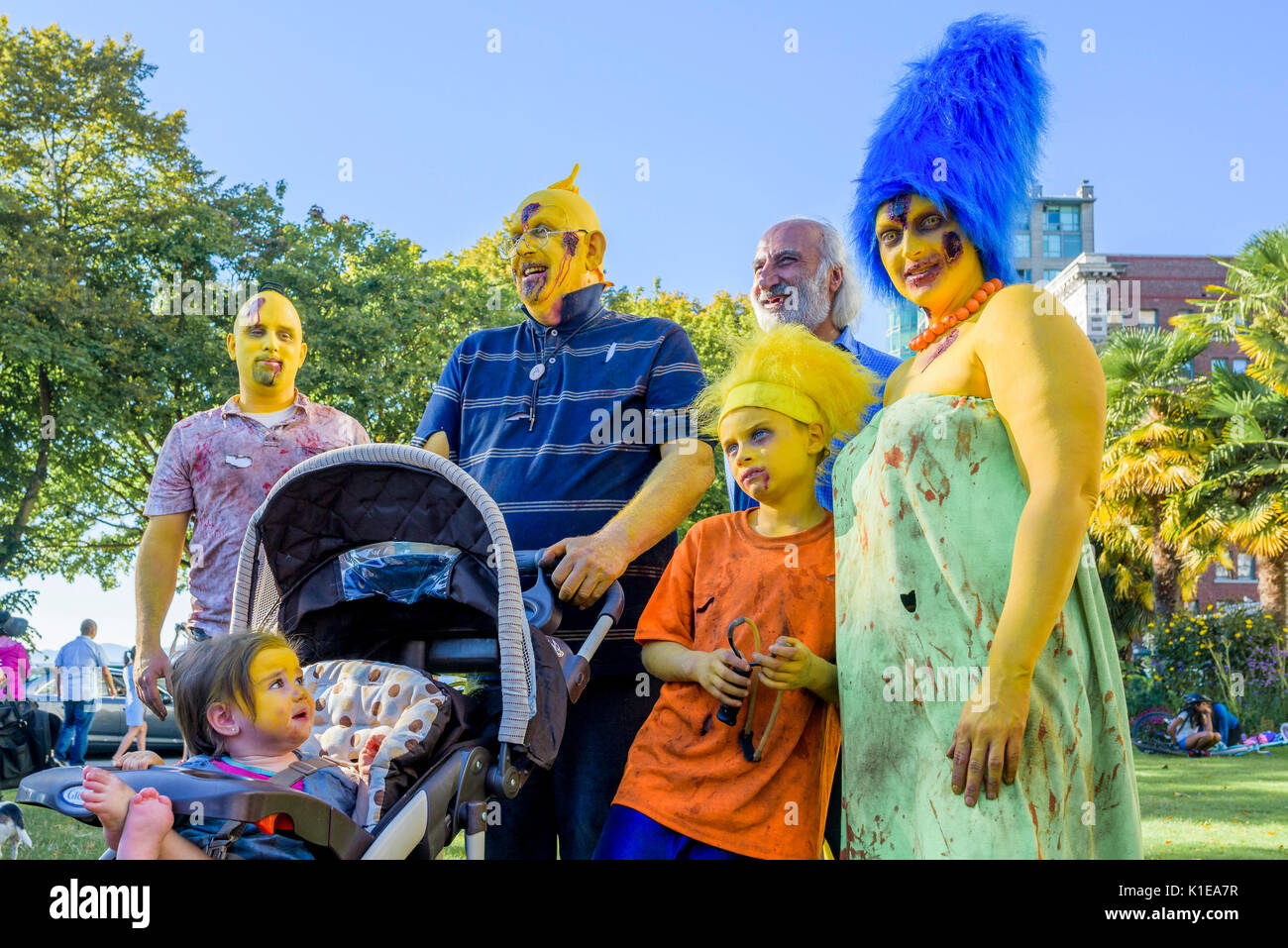 The Simpsons attend Vancouver Zombiewalk, Morton Park, West End ...