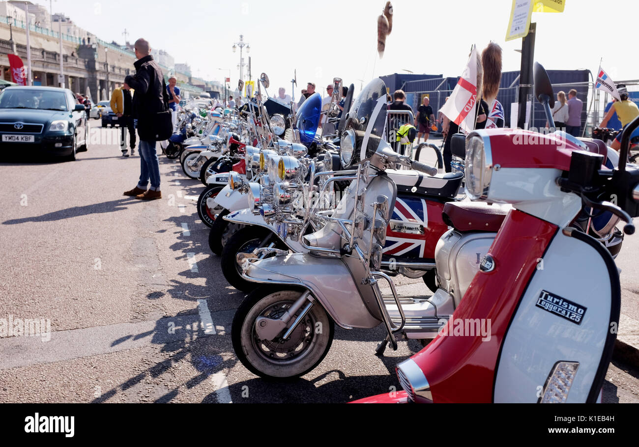 Brighton, UK. 27th Aug, 2017. Hundreds of Mods invade Brighton seafront ...
