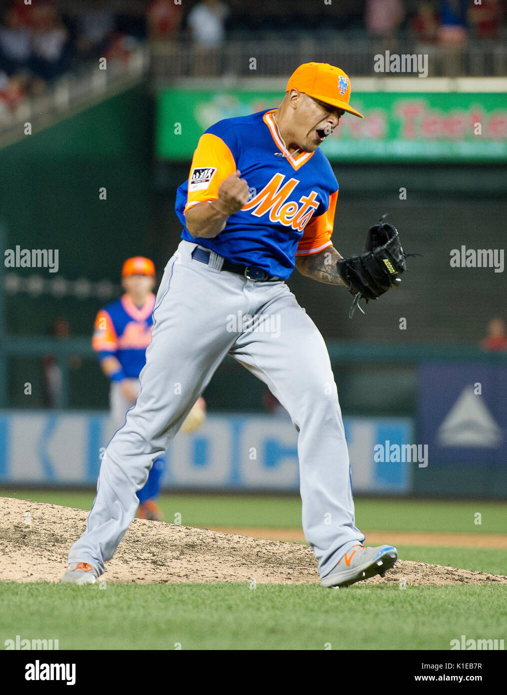 Washington, Us. 25th Aug, 2017. New York Mets relief pitcher AJ Ramos ...
