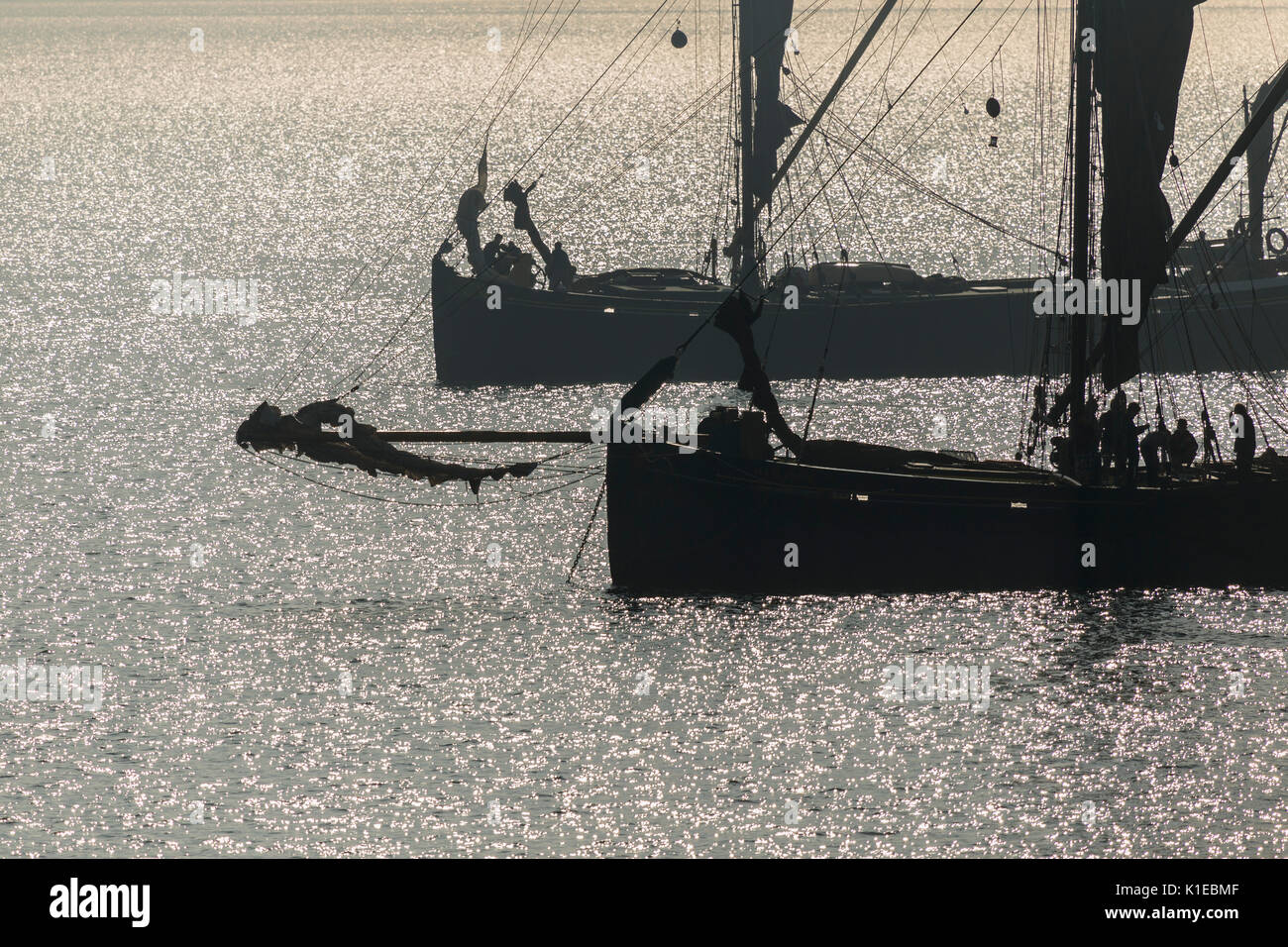 Historic Thames Sailing Barges at Anchor of Southend Pier Before Start ...