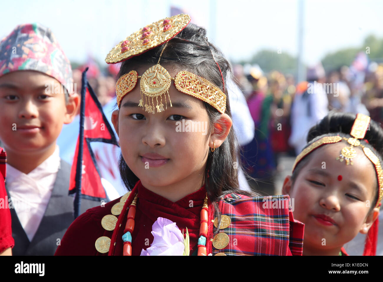 London, UK. 27th Aug, 2017. The Nepali Mela parade with the traditional ...