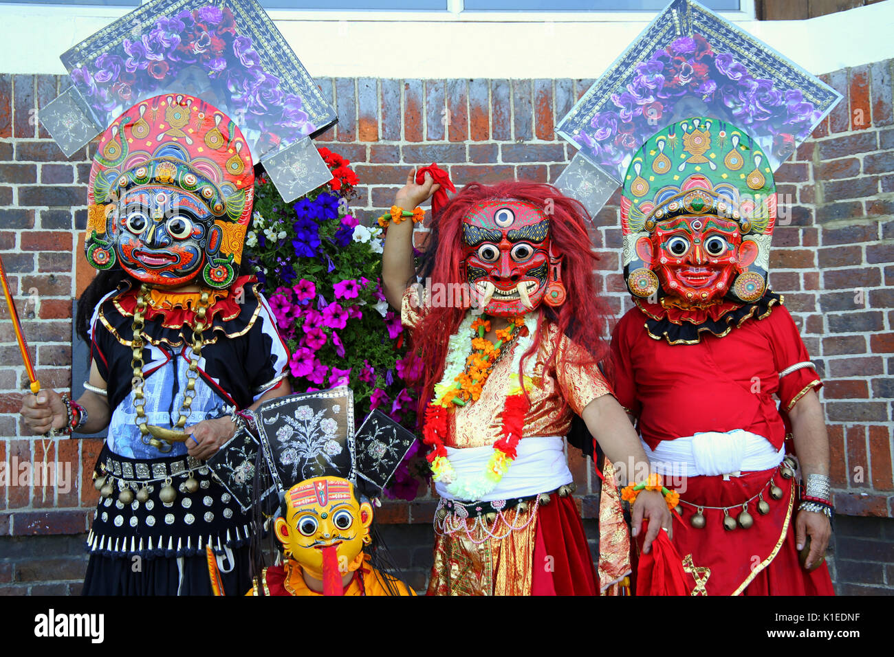 London, UK. 27th Aug, 2017. The Nepali Mela parade with the traditional ...