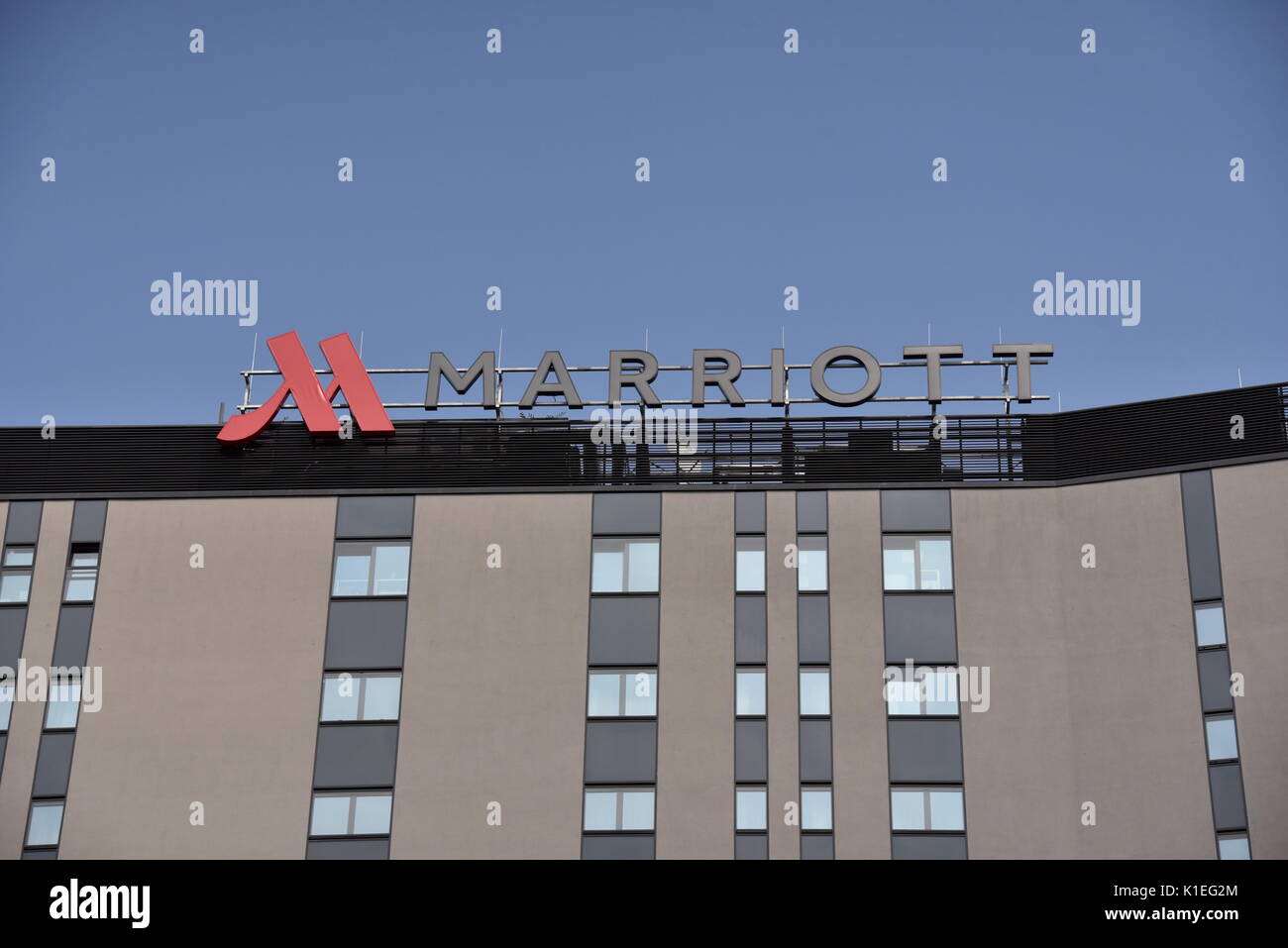 Bonn, Germany. 27th Aug, 2017. The logo lettering of the hotel group ...