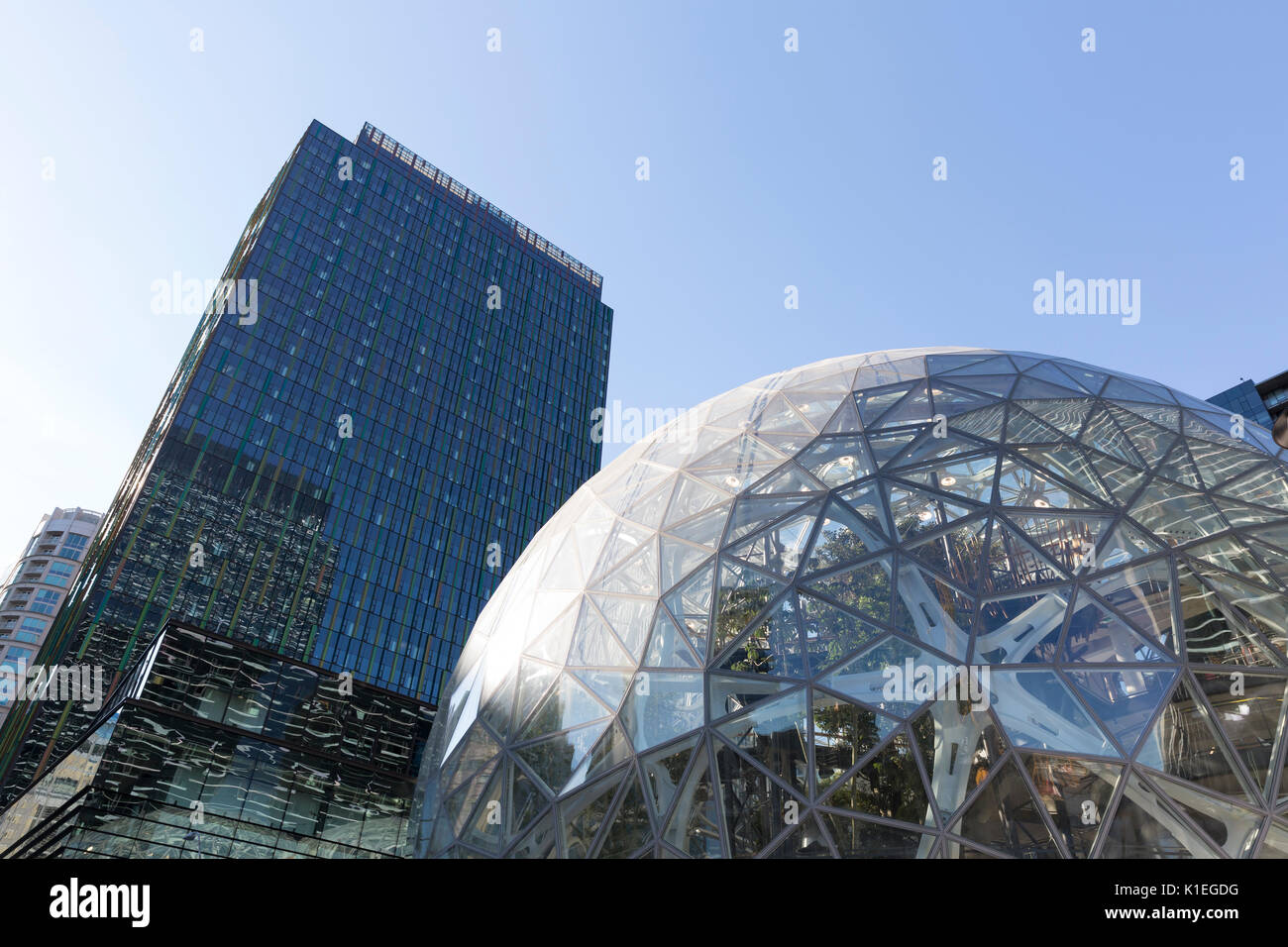 Seattle, Washington: The Amazon Spheres under construction at the ...