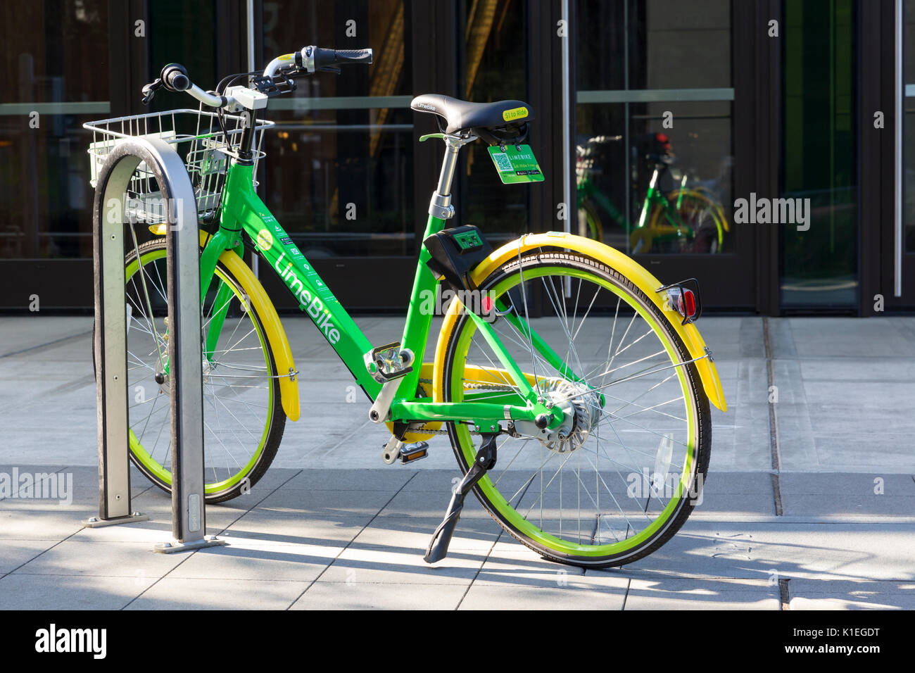 Seattle, Washington: LimeBike parked at Amazon's Doppler building in ...
