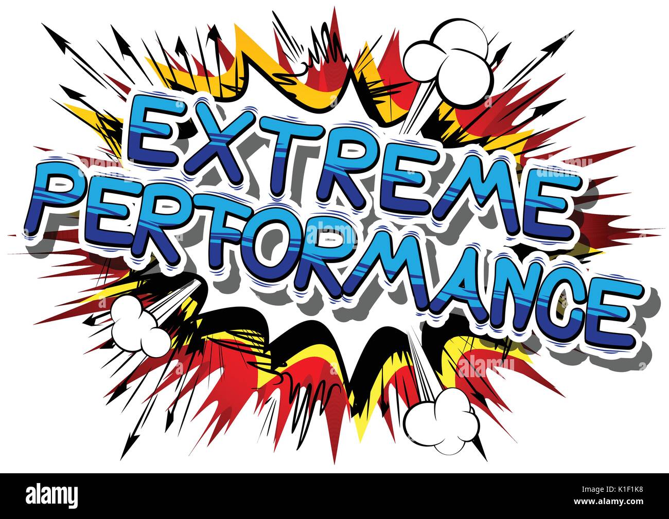 Extreme Performance - Comic book word on abstract background Stock ...