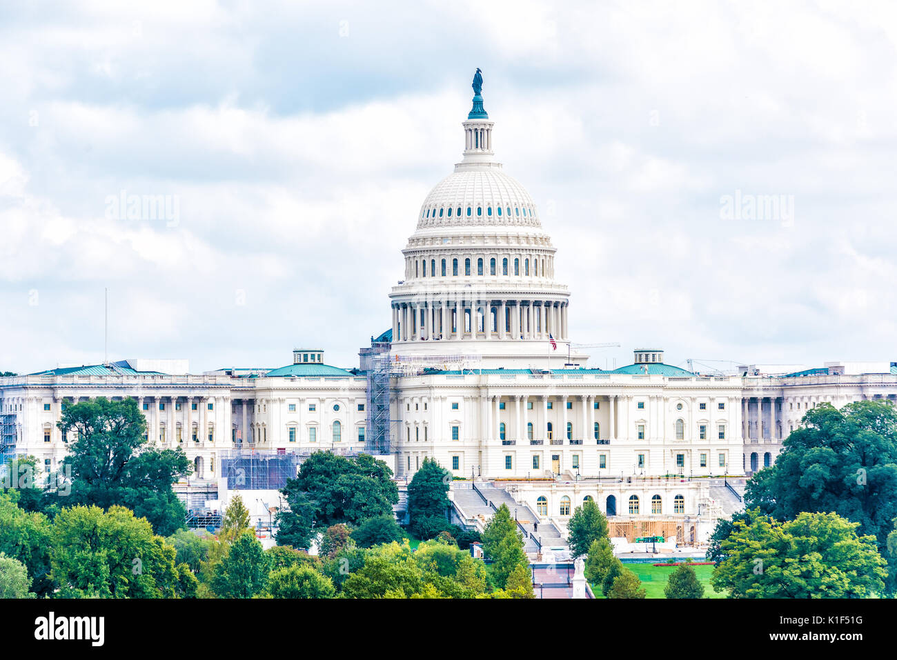 Aerial view of united states capitol and washington hi-res stock ...