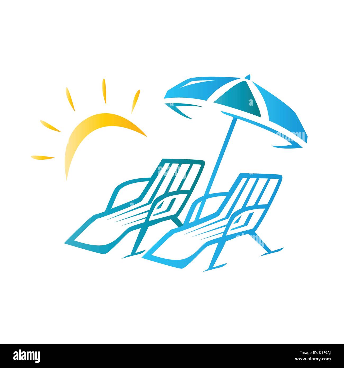 elegant chairs and beach Umbrella illustration, symbol design, isolated ...