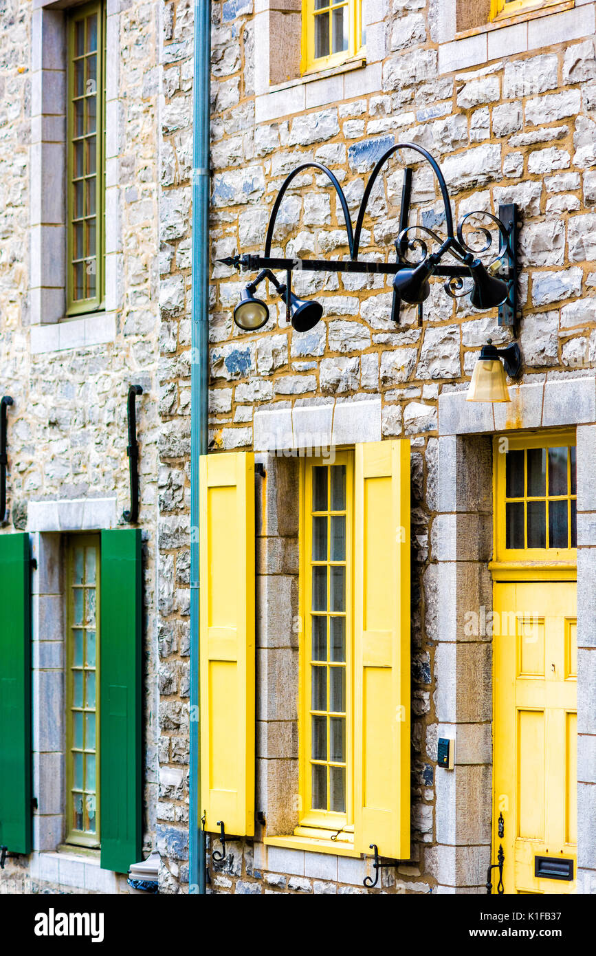 Colorful yellow european stone houses buildings in old city Stock Photo ...