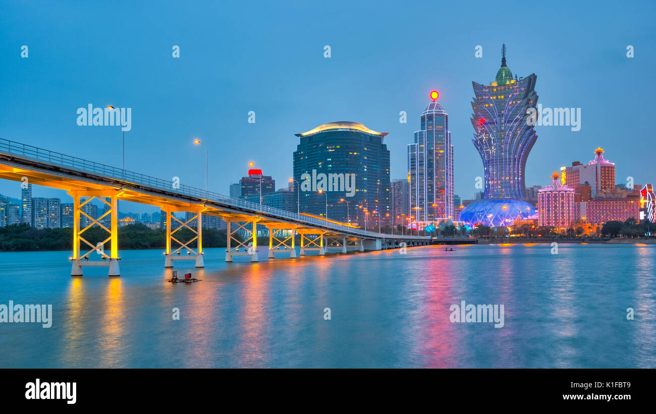 Panorama view of Macau cityscape at night in China Stock Photo - Alamy