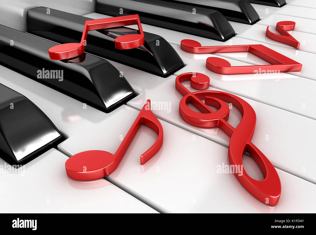 3d render of piano keys and notes Stock Photo - Alamy