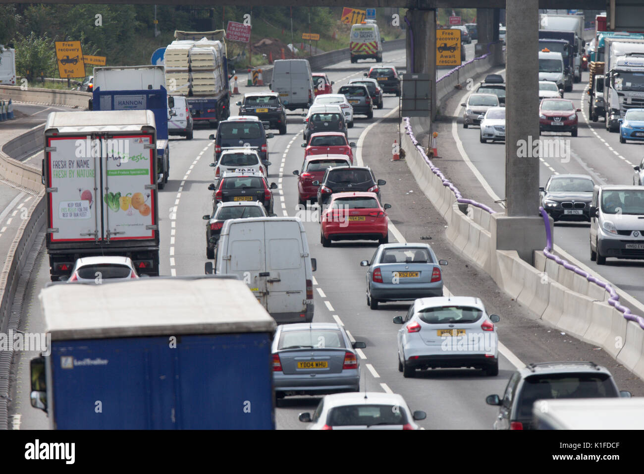 M6 Motorway traffic near roadworks in Knutsford,Cheshire Stock Photo ...