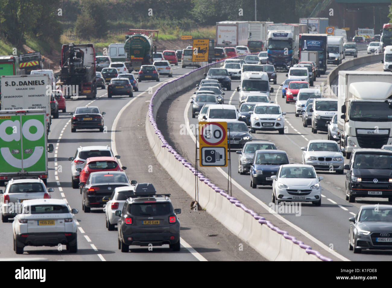 M6 Motorway traffic near roadworks in Knutsford,Cheshire Stock Photo ...