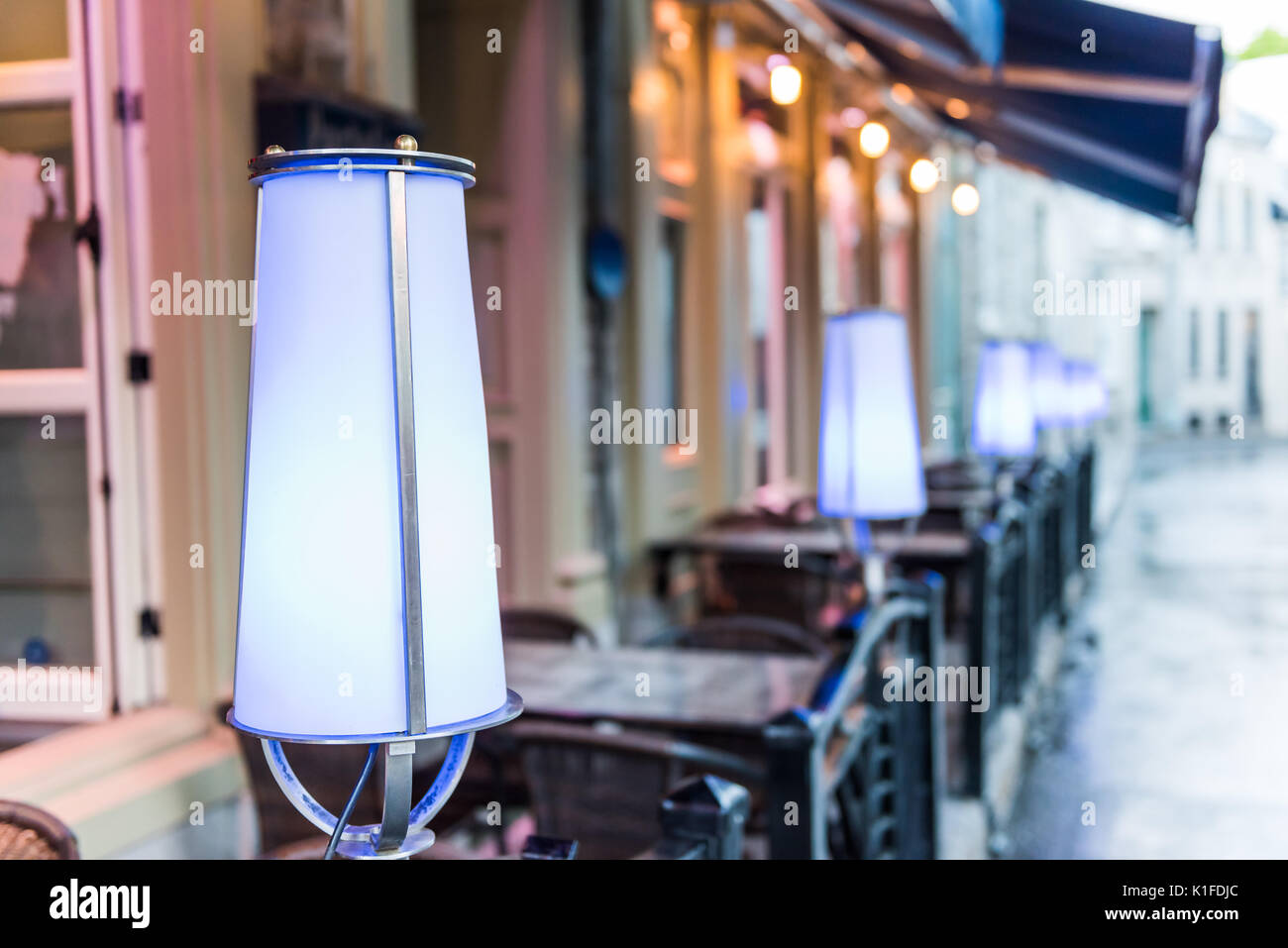Closeup blue lights tables hi-res stock photography and images - Alamy