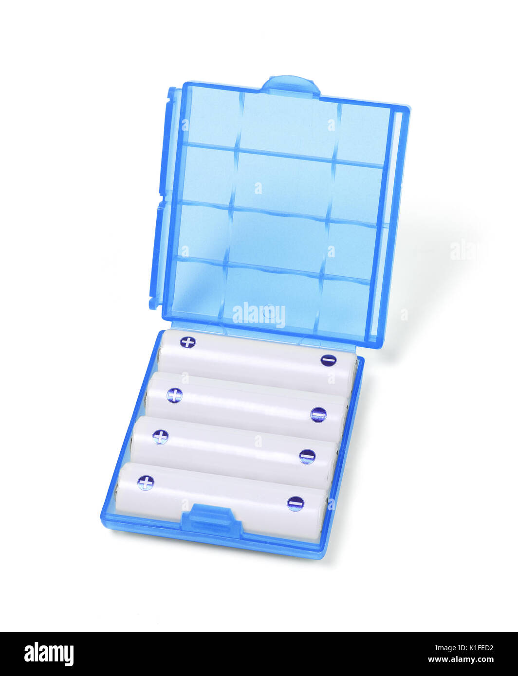 Rechargeable Batteries in Open Plastic Container on White Background ...