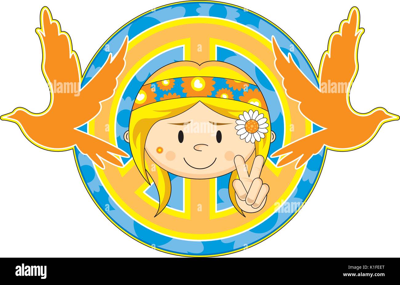 Hippy girl 1960s Stock Vector Images - Alamy