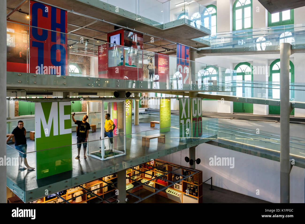 Inside view of the Pele Museum (Museu Pelé), dedicated to the Brazilian ...