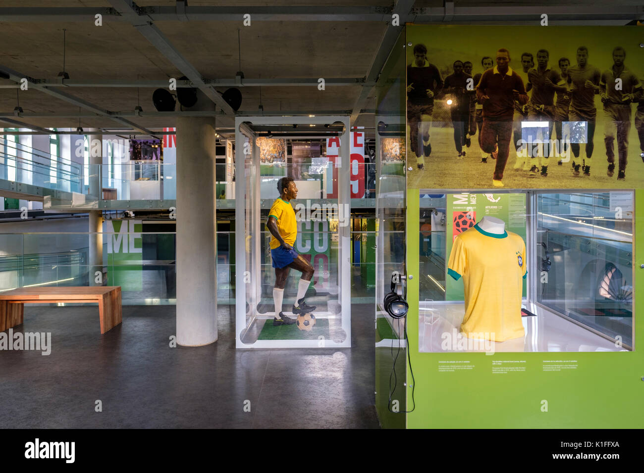 Inside view of the Pele Museum (Museu Pelé), dedicated to the Brazilian ...