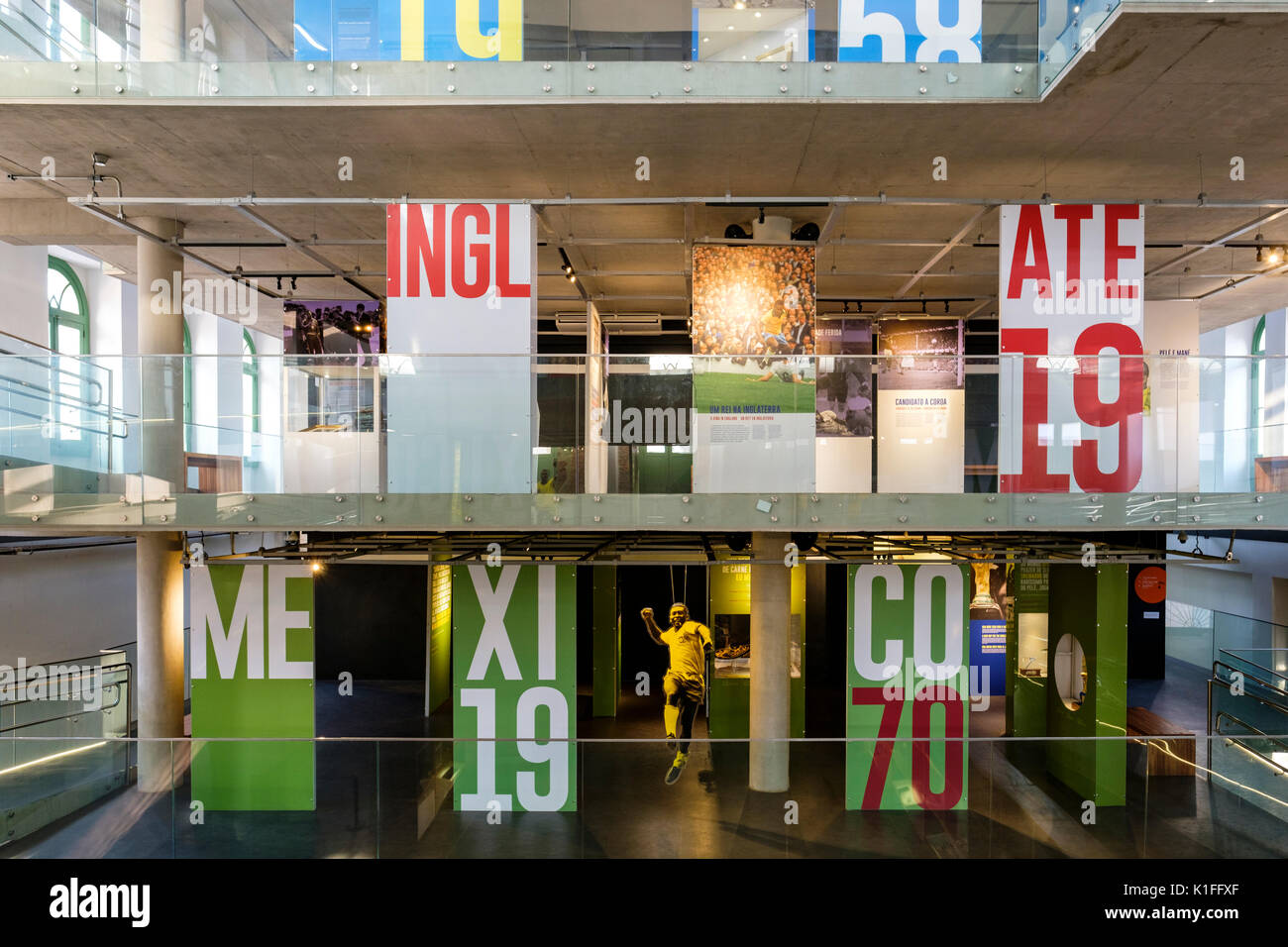 Inside view of the Pele Museum (Museu Pelé), dedicated to the Brazilian ...