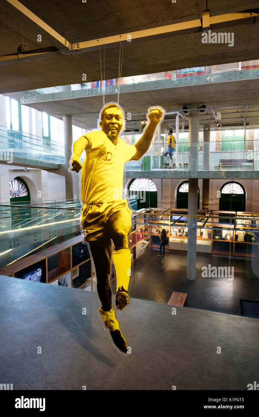 Inside view of the Pele Museum (Museu Pelé), dedicated to the Brazilian ...