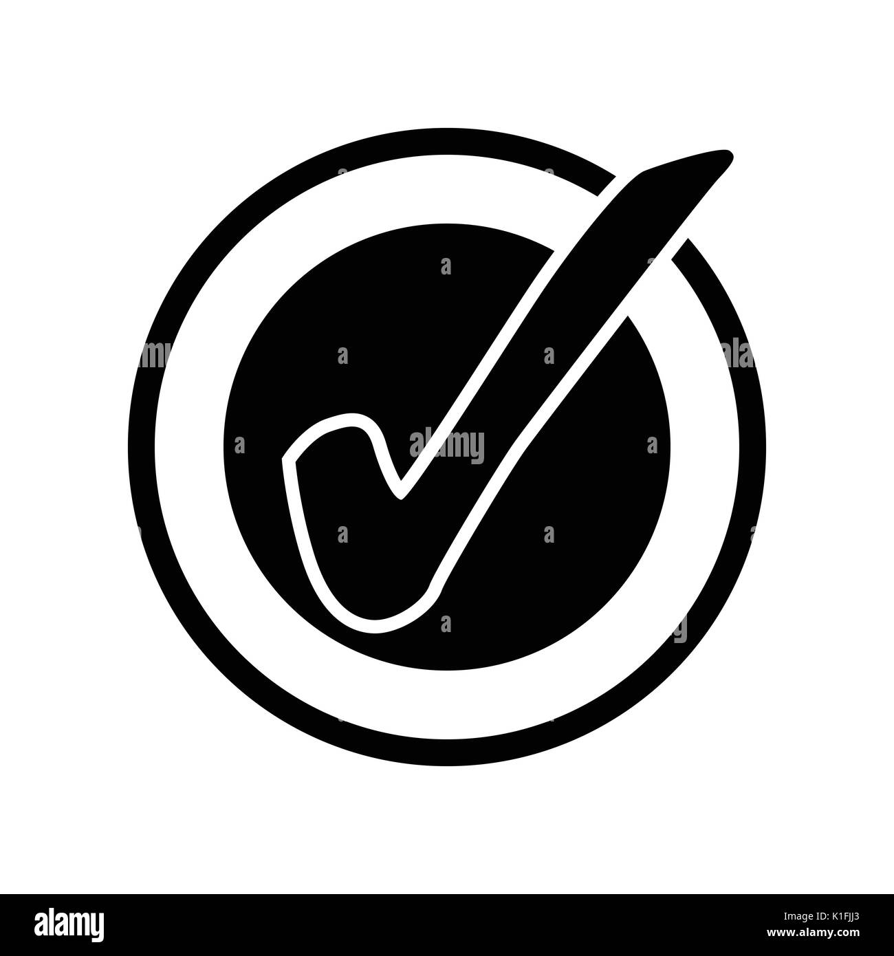 Check mark rounded icon, iconic symbol inside a circle, on transparency ...