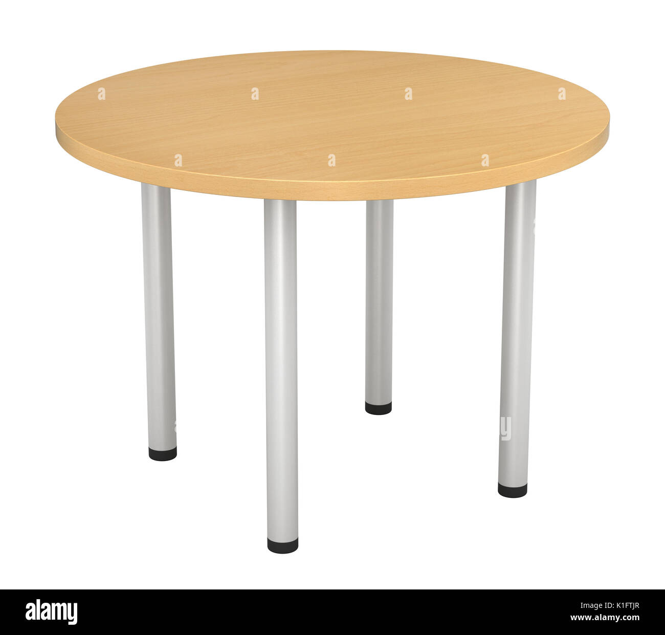 3d render of wooden table with metal legs isolated over white ...