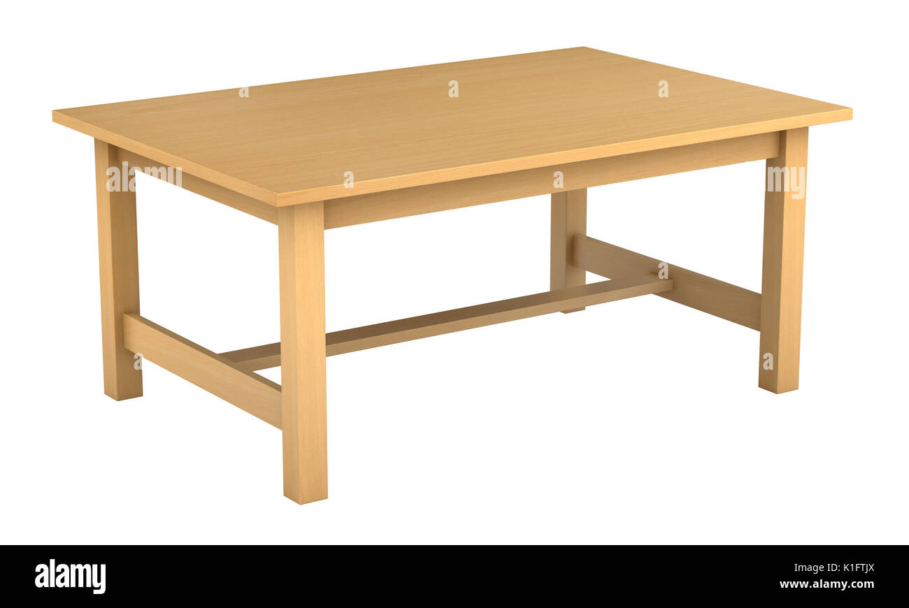 3d render of wooden table isolated over white background Stock Photo ...