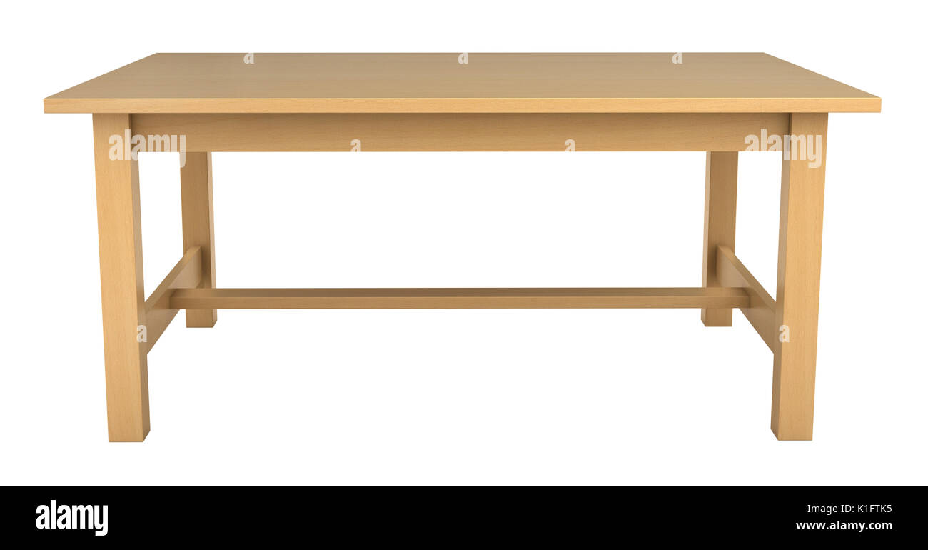 3d render of wooden table isolated over white background Stock Photo ...