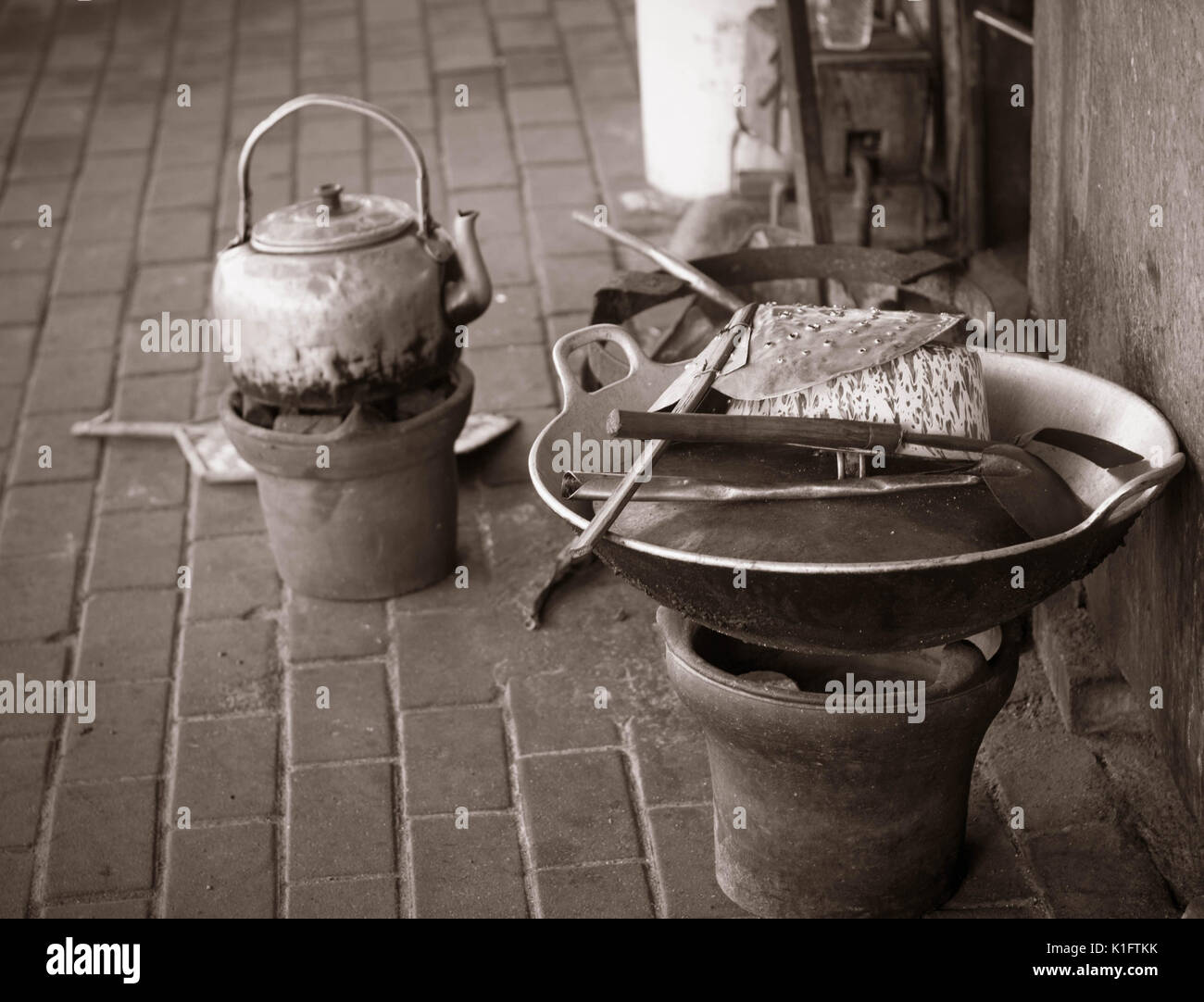 a traditional kettle pan with vintage style and photo taken in jogja ...