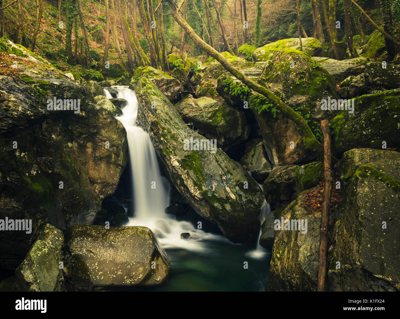 A small waterfall well hidden in Mount Pelion, Greece! Stock Photo - Alamy