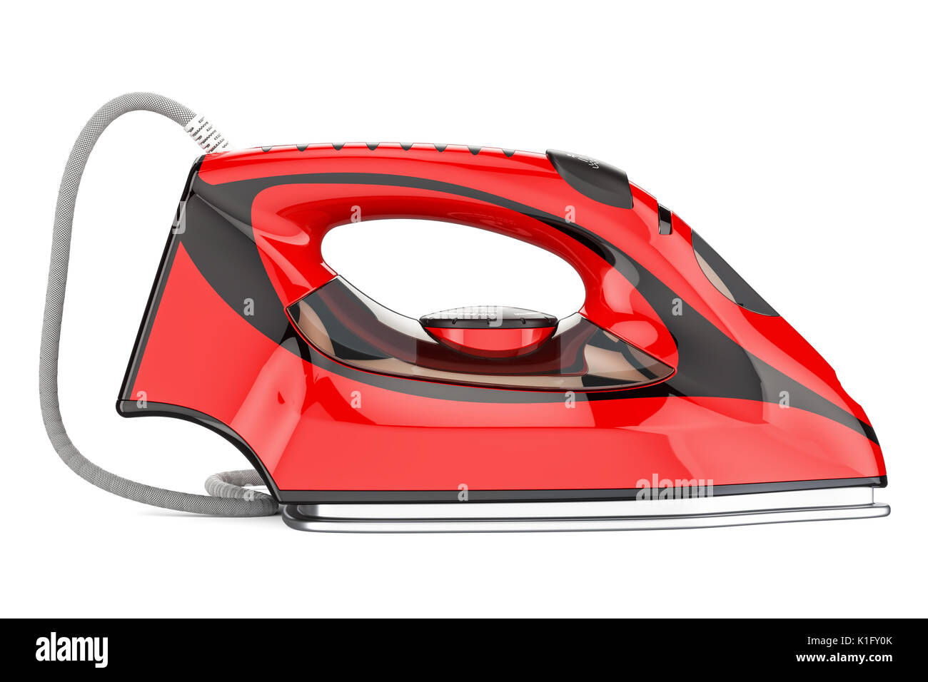 Red electric steam iron, 3D rendering isolated on white background ...