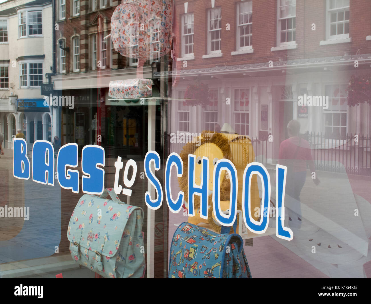 Bags to school window display advertising merchandise for students ...