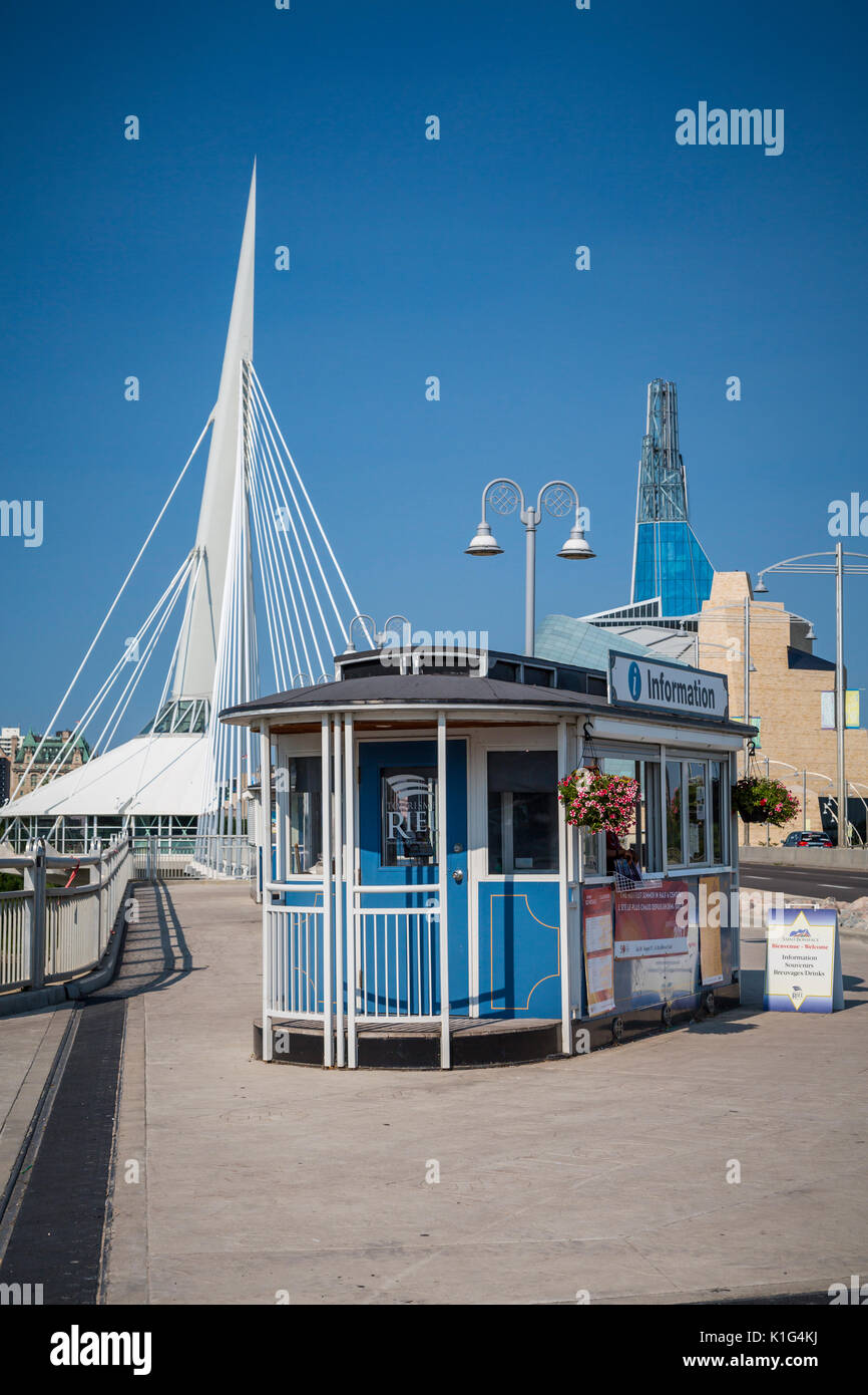 The Provencher Bridge and city skyline of Winnipeg, Manitoba, Canada ...