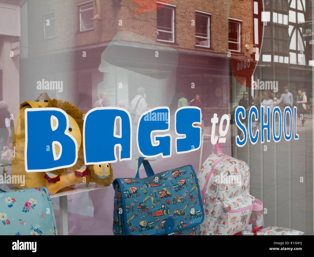 Bags to school window display advertising merchandise for students ...