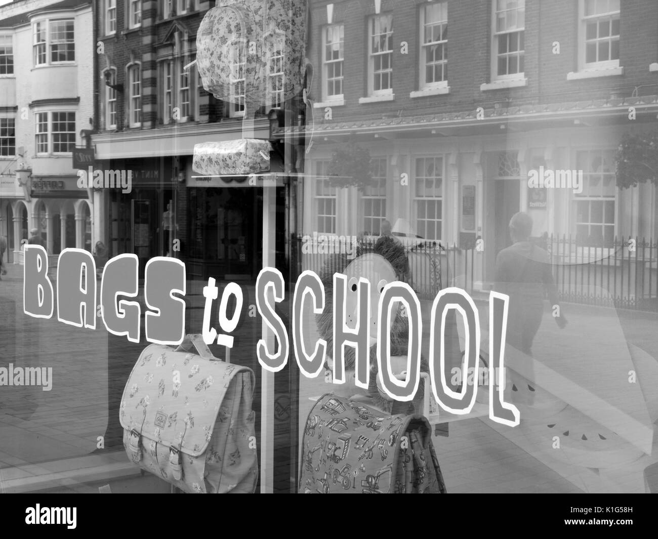 Bags to school window display advertising merchandise for students ...