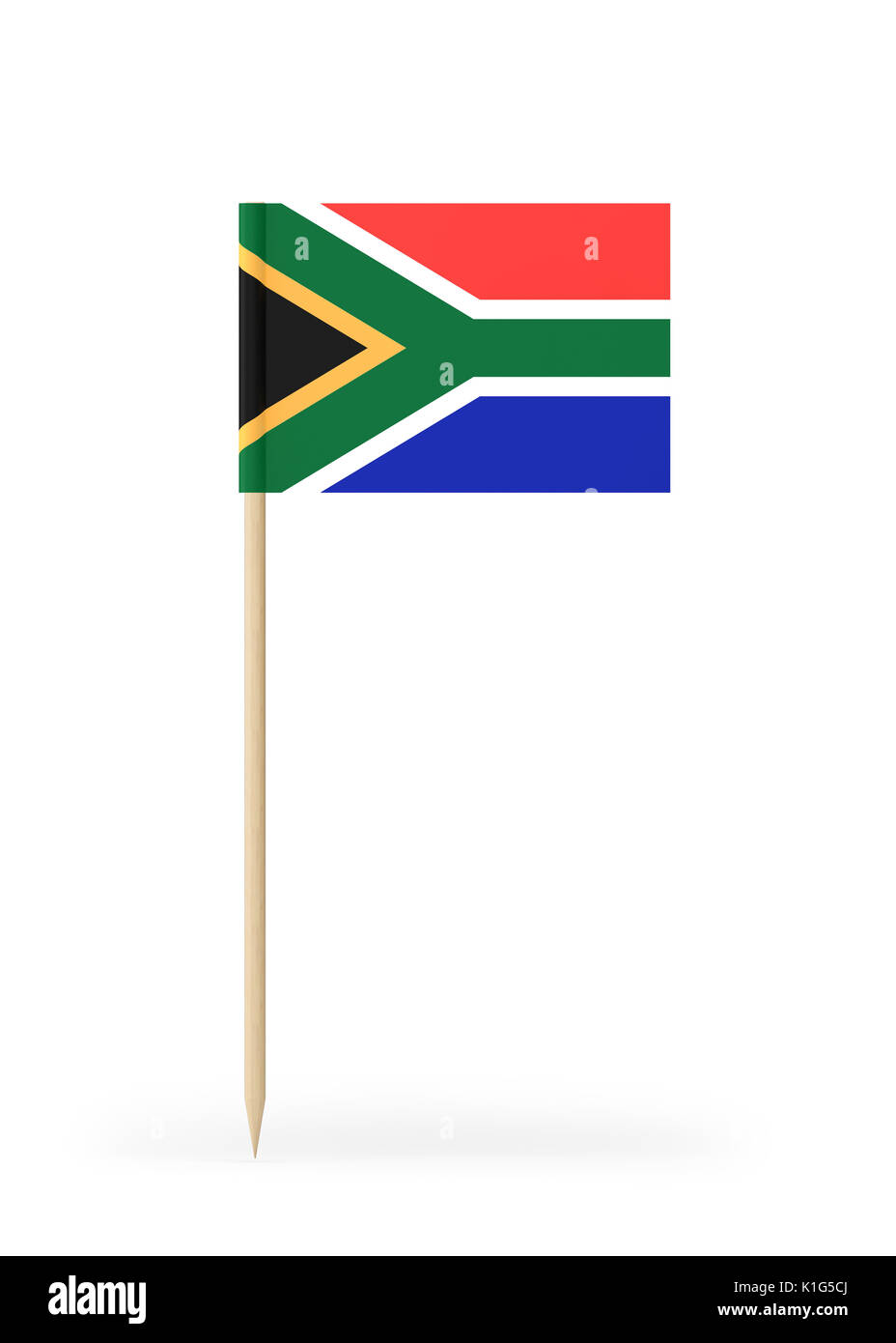 Small South Africa flag on a toothpick. The flag has nicely detailed ...